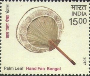 Stamp: Palm Leaf Hand Fan, Bengal (India(Indian Hand Fans) Mi:IN 3321 ...