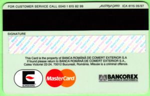 Bank Card: Romanian Athenaeum (Bancorex, RomaniaCol:RO-MC-0002