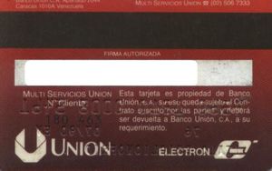 Bank Card: MultiUnion (Banc Union, Venezuela) Col:VE-UC-0002.01