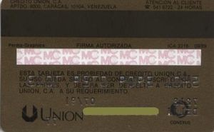 Tarjeta de Banco: BancUnion (Banc Union, Venezuela) Col:VE-MC-0042