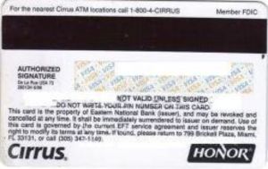 Bank Card: Eastern National Bank (Eastern National Bank, United States ...