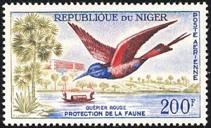 Stamp: Northern Carmine Bee-eater (Merops nubicus) (Niger(Protection of ...