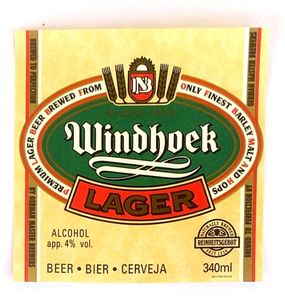 Drink Label: Windhoek Lager (Namibian Breweries, NamibiaCol:NA-BEER-000016