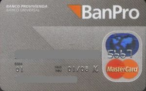 Bank Card: BanPro (Banco Provivienda, VenezuelaCol:VE-MC-0046