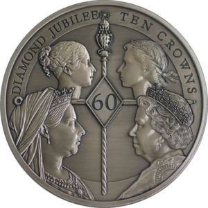 Moneda: 10 Crowns (Diamond Jubilee, Four Portraits) (Tristan Da Cunha ...