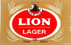 Drink Label: Lion Lager (SAB (Pty) Ltd., South Africa) Col:ZA-BEER-000087