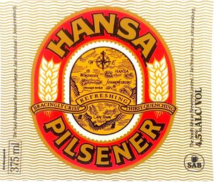 Drink Label: Hansa Pilsener (SAB (Pty) Ltd., South AfricaCol:ZA-BEER-000106