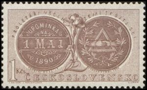 Stamp: Medal of May 1st (1890) (Czechoslovakia(1st May 1953) Mi:CS 799 ...