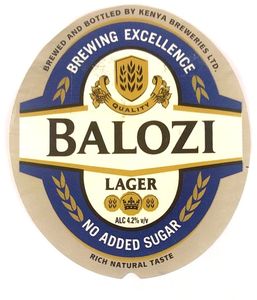 Drink Label: Balozi Lager (Kenya Breweries, KenyaCol:KE-BEER-000041
