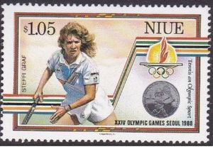 Stamp: Steffi Graf (Niue(Summer Olympic Games 1988 - Seoul) Mi:NU 714 ...