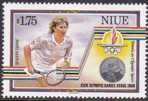Stamp: Steffi Graf (Niue(Summer Olympic Games 1988 - Seoul) Mi:NU 716 ...