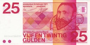 Banknote: 25 Gulden (Netherlands(1966-1972 De Nederlandsche Bank Issue ...