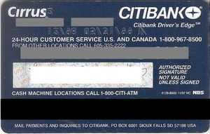 Bank Card: Citibanko Driver's Edge (Citibank, United States of ...