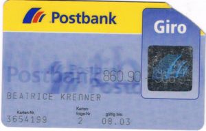 Bank Card: Postbank - Giro (Postbank, Germany, Federal RepublicCol:DE ...