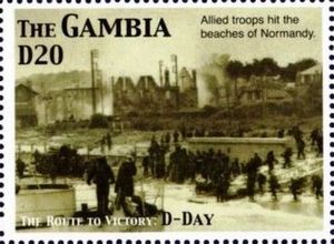 Stamp: Allied troops hit the beaches of Normandy (Gambia(End of World ...