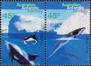 Stamp: Hourglass Dolphins and Minke Whales (pair) (Australian Antarctic ...