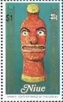 Stamp: Feather image of the War God Ku, Hawaii (Niue(South Pacific Arts ...