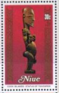 Stamp: Statue of the God of the Sea, Tangaroa, Cook Islands (Niue(South ...