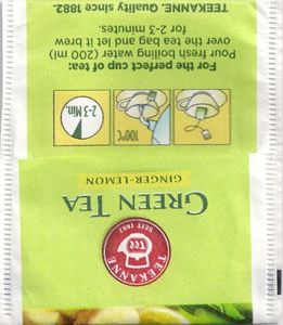 Tea Bag: Green Tea Ginger-Lemon, Green tea flavoured, mat (Teekanne ...