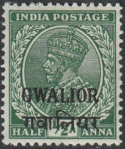 Stamp: King George V (Gwalior) (King George V Definitives) Mi:IN-GW 85