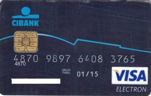 Bank Card: CiBank Visa Electron - 06.09 (Cibank, BulgariaCol:BG-VE-0118