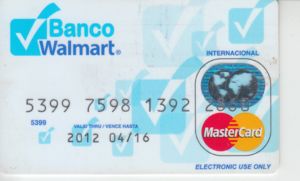 Bank Card: Banco Walmart-International (Wal Mart, MexicoCol:MX-MC-0116