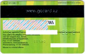 Bank Card: GO Card (Kazkommertsbank, KazakhstanCol:KZ-MC-0008.01
