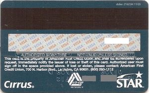 Bank Card: American First Credit Unón (Credit Unión, United States of ...