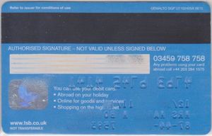 Bank Card: VISA Debit (TSB Bank, United Kingdom of Great Britain ...