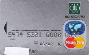 Bankkártya: Eurocard (Otp Bank, MagyarországCol:HU-MC-0061