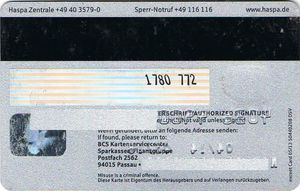 Bank Card: Haspa (Haspa Hamburger Sparkasse, Germany, Federal ...
