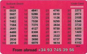 Tarjeta de Banco: Solbank Sol Red (Banco de Sabadell, EspañaCol:ES-GM-0293