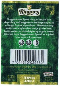 Drink Label: Bryggerimester spesial (Ringnes, NorwayCol:NO-BEER-000032