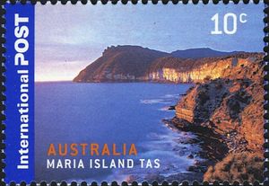 Stamp: Maria Island, Tasmania (Australia(International Post: Island ...