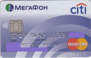 Bank Card: Citi. Megafon (Citibank, RussiaCol:RU-MC-0661.04