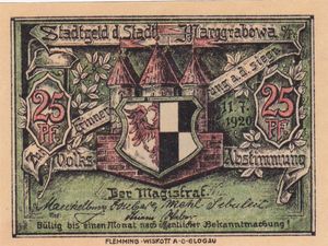 Banknote: 25 Pfennig (German Notgeld(Marggrabowa) GrM:868.1-2/3