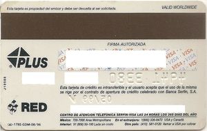 Tarjeta de Banco: Banca Serfin (08/96) (Banca Serfin, MéxicoCol:MX-VI-0082