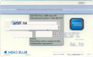 Bank Card: American Express Transparent BLUE CASH - US 372358 (American ...