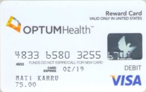 Bank Card: Reward Card OPTUM Health (Bancorp Bank, United States of ...