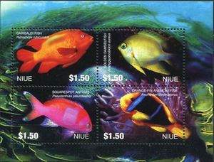 Stamp: Fishes (Niue(Fish (2004)) Mi:NU 1013-1016KB,Sn:NU 784,Yt:NU 782 ...