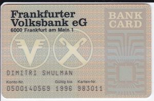 Tarjeta de Banco: Bank Card (Frankfurter Volksbank eG, Alemania ...
