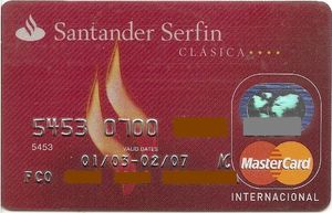 Tarjeta de Banco: Santander Serfin Clasica (Banco Santander, MéxicoCol ...
