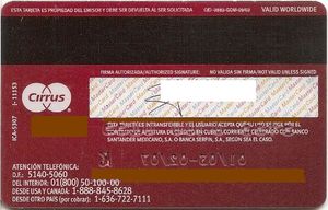 Tarjeta de Banco: Santander Serfin Clasica (Banco Santander, MéxicoCol ...