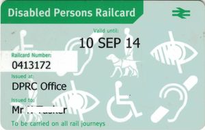Transport Ticket: Disabled Persons Railcard (British Rail, United ...