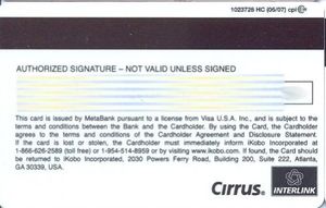 Bank Card: iKobo (MetaBank, United States of America) Col:US-VI-0515