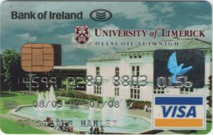 Bank Card: University Of Limerick (Bank of Ireland, Ireland) Col:IE-VI-0017