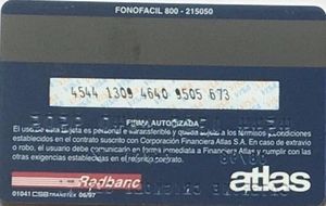 Bank Card: Atlas (Corporacion Financiera Atlas, Chile) Col:CL-VI-0012