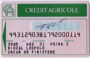 Bank Card: Credit Agricole Card (Credit Agricole, FranceCol:FR-GM-0041