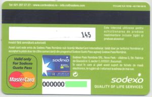 Bank Card: Gusto pass card (Sodexo, Romania) Col:RO-MC-0322.01