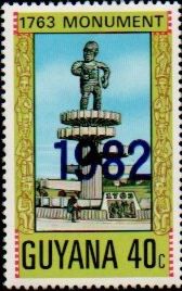 Stamp: Cuffy Monument overprinted (Guyana(Overprints) Mi:GY 774,Sn:GY ...